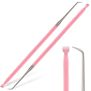 EKYSSO 2 PCS Lash Lift Perm Tools and Tint Kit, EKYSSO Eyelash Lifting Tool, 2 in 1 Eyelash Separator with Separating Comb, Professional Lash Lift Comb Perming and Tinting Supplies(Pink)