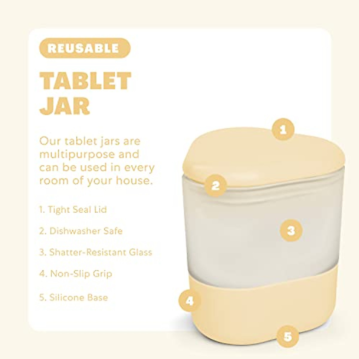 Cleancult Glass Refillable Dishwasher Pod Holder, Empty, Holds Approx 32 Dishwasher Tablets, Reusable Cleaning & Cosmetic Storage