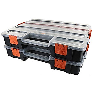 HDX 320034 Interlocking Black Small Parts Organizer for Fasteners and Crafts w/ Removable Dividers (2 Pack)