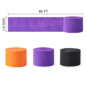 Halloween Party Streamers, Black Orange Purple Crepe Paper Kit 6 Rolls, Halloween Decorations Ceiling Hanging Backdrop Scary Party Supplies DIY Crepe Paper Roll