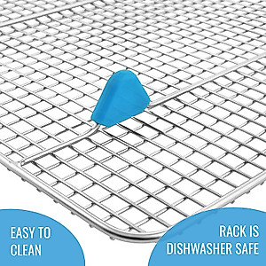 KPKitchen Silicone Baking Mats Set of 5 and Baking Sheet with Rack Set - 2 Half Sheets Mats + 1 Quarter Sheet Liner + 1 Round & 1 Square Cake Mat - Aluminum Pan + Stainless Steel Cooling Rack