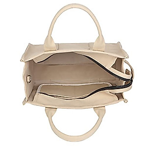 Large Canvas Tote Bag Simple one-Shoulder Shopping Bag Lady Letter Printing Commuter Fashion Messenger Handbag(Beige)