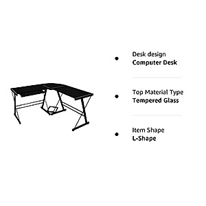 Walker Edison Ellis Modern L Shape Home Office Black Corner Computer Gaming Desk with Keyboard Tray, 51 Inch