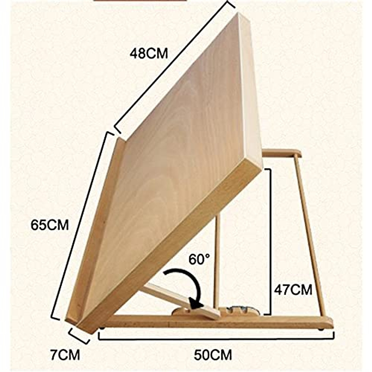 EJiaDuola 25x19 Inch Drafting Table, Solid Wood Artist Drawing Desk, Art Craft Table with Adjustable Height and Tiltable Tabletop for Artwork, Graphic Design, Reading