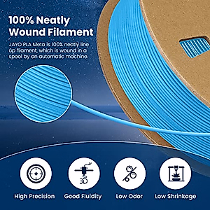 JAYO PLA Filament 1.75mm, Upgraded PLA Meta 3D Printer Filament 0.65KG, Diameter 1.75mm ± 0.02mm High Fluidity Fast Print 3D Printing Consumables, 1.4LBS White 3D Filament