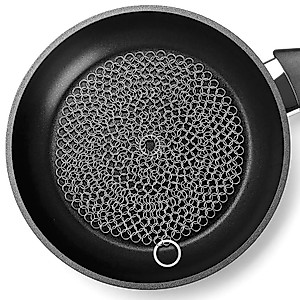 AMAGABELI GARDEN & HOME 7”x7” Cast Iron Cleaner 316 Stainless Steel Cast Iron Scrubber Chain Mail Scrubber Cast Iron for Pans Dutch Ovens Grills BG240