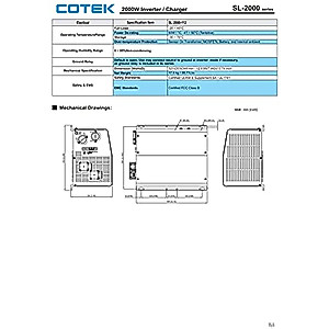 Cotek SL-2000-112 Low Frequency Pure Sine Wave Bidirectional Inverter/Charger with Transfer Switch 120VAC 12VDC 2000W