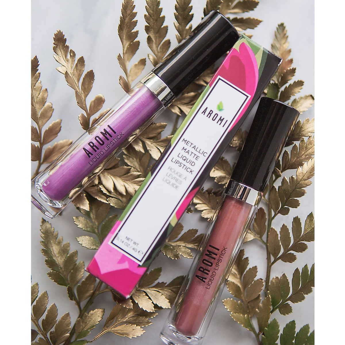 Aromi Tan Metallic Liquid Lipstick | Sepia Bronze Lip Color with Shimmery Finish, Vegan, Cruelty-free, Long-Lasting, Smudge-Proof, Handmade (Peachy Tan)