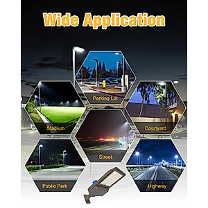 JC-LGL LED Parking Lot Light 200W 3 Pack, LED Shoebox Light with Arm Mount, 28000LM 5000K Daylight, IP65 Waterproof Dusk to Dawn Parking Lot Light, LED Area Light for Parking Lot Roadway