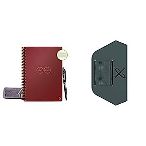 Rocketbook Smart Reusable Notebook - Lined Eco-Friendly Notebook with 1 Pilot Frixion Pen & 1 Microfiber Cloth Included - Scarlet Sky Cover, Executive Size (6" x 8.8") & Pen/Pencil Holder