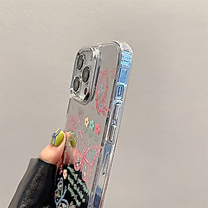 Espumoso Case for Mirror with Hand Stand Holder Flexible Cute Case Soft Print Silicone Clear Makeup Mirror Women Girls Shockproof Protect Cover (Butterfly)