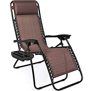 Best Choice Products Set of 2 Adjustable Zero Gravity Lounge Chair Recliners for Patio, Pool w/ Cup Holders - Brown