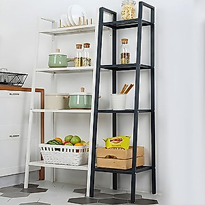 KWOKING Scandinavian Open Ladder Bookshelf Metal Bookcase Nordic Wrought Iron Trapezoidal Storage Rack Bookshelf Floor-to-Ceiling Multi-Layer Balcony Flower Rack Black 13.8" L x 13.8" W x 57.9" H
