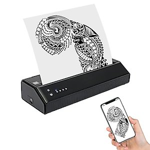 Kathring Portable Printer, 5V 2A USB/Bluetooth Wireless Thermal Printer Monochrome Portable Printer for Standard A4 Transfer Paper, Black
