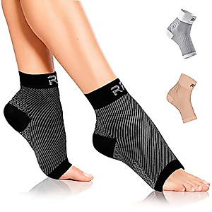 Run Forever Sports Plantar Fasciitis Compression Socks | Foot & Ankle Brace for Women & Men | Toeless Ankle Compression Sleeve for Ankle Support, Plantar Fasciitis, Night Splint, Arch & Achilles Tendonitis Relief