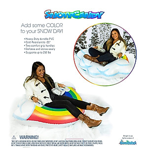 SNOWCANDY Snow Tube 48" Arctic Rainbow, Inflatable Snow Sled Toboggan for Kids and Adults, Heavy Duty with Handles and Bottom, Winter Outdoor Sledding, Easy to Inflate and Deflate