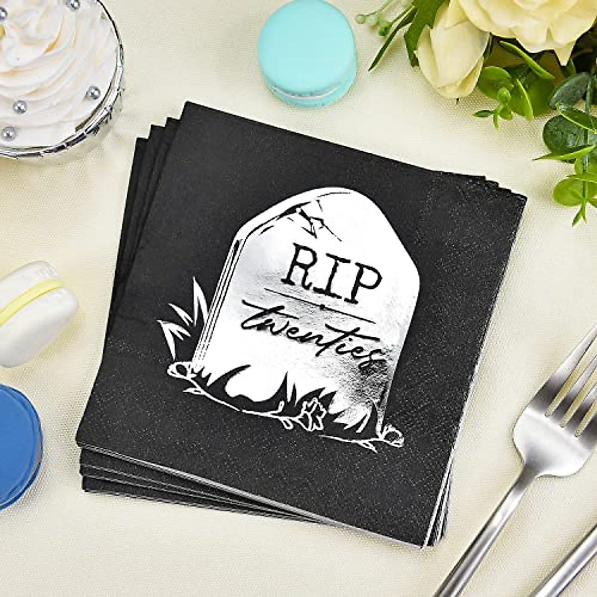 Crisky Funny 30th Birthday Napkins RIP Twenties for 30th Birthday Decorations 50 Count, 3-Ply, Cocktail Napkins Size