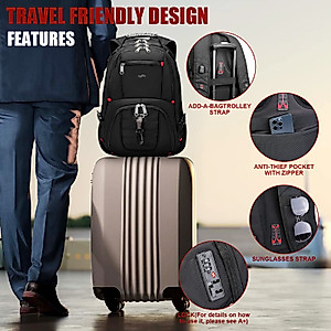 STAR CLOUD Basic Model Extra Large 50L Travel Laptop Backpack with Anti-Theft Lock and TSA Approved 17.3 Inch Compartment - Water Repellent, Lightweight Bookbag with USB Charging Port for Men, Women, College and School