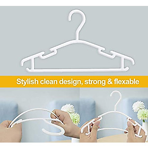 KEPLIN White Baby Hangers for Closet - 36 Pack, Plastic Nursery Hangers Space Saving Tubular Hangers, More Storage for Kids, Children, Clothes and Dresses