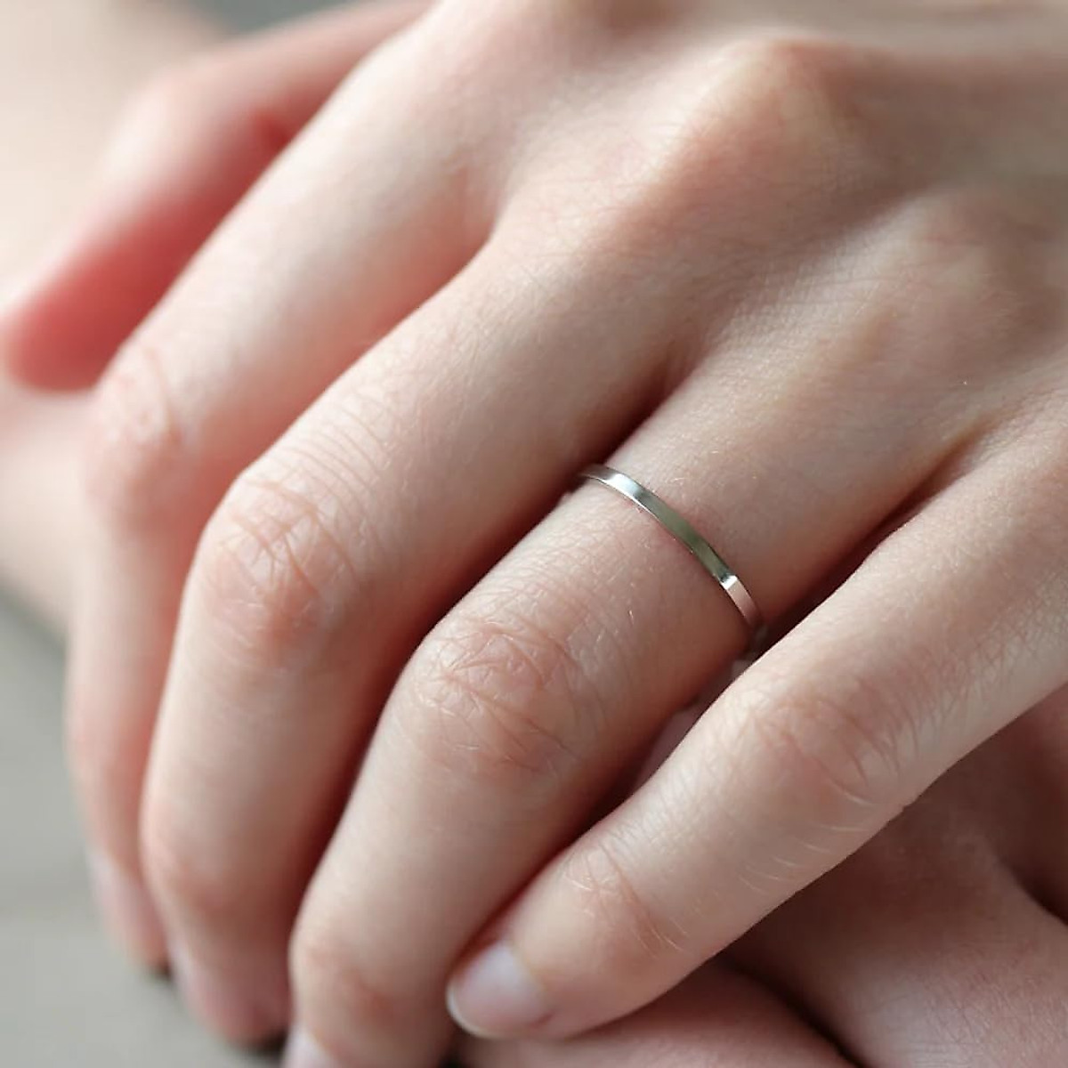 MILACOLATO S925 Sterling Silver Rings for Women Men 18K White Gold Plated Stackable Statement Thin Plain Thumb Ring High Polished Wedding Band Ring Comfort Fit Size 9, 1mm