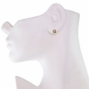 Honolulu Jewelry Company 14K Real Yellow Gold Polished Round Ball Stud Earrings (8mm - Yellow Gold)