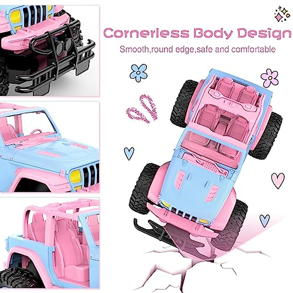 NQD Remote Control Car for Kids 1:16 Scale 80 Min Play 2.4Ghz Off Road RC Trucks with Storage Case Toy Car Gift for Girls 3 4 5 6 Year Old