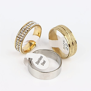 juanmaojuan 50Pcs/Lot Fashion Stainless Steel Heart Rhinestone Band Rings For Women Men Mix Style Party Jewelry Wholesale (Mix Size 7-12)