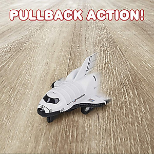 ArtCreativity Diecast Mini Space Shuttle with Pullback Mechanism, Set of 2, Diecast Metal NASA Space Toys for Boys, Astronaut Cake Decorations, Astronaut Space Theme Party Favors