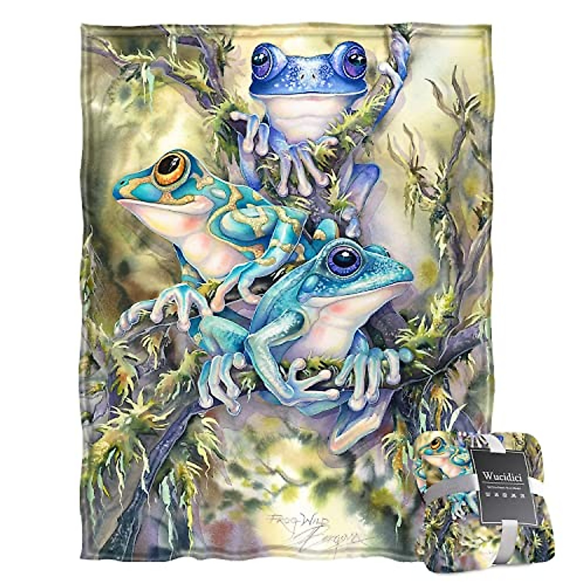 Wucidici Frog Throw Blanket for Frog Lovers, Soft Lightweight Fleece Blanket Frog Gift for Kids Boys Women, Flannel Throws Blanket for Bed Sofa Couch (50"x 60")