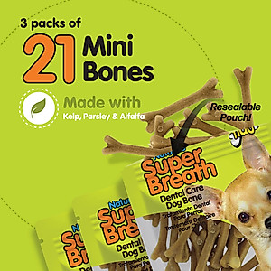 Fido Super Breath Dental Care Bones for Dogs - 21 Treats Per Pack (3 Pack) - Dog Dental Treats for Small Dogs (Made in USA) - Dog Dental Chews Help Reduce Plaque, Tartar Buildup, and Freshens Breath