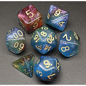 DND Dice Polyhedral 7-Die Dice Set for D&D Dungeons & Dragons Role Playing Gaming Ocean dice