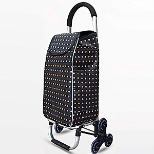 Shopping Trolley on Wheels Multi Function Shopping Cart Lightweight Trolley Aluminum Alloy with 6 Wheels Climbing Stairs Large Capacity Folding Supermarket Car Storage Hand Trucks,Brown