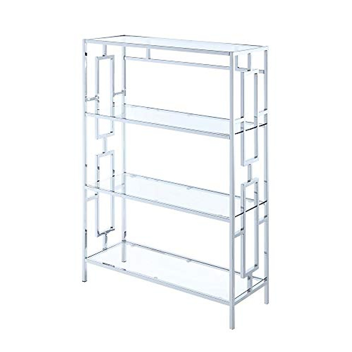 Convenience Concepts Town Square Chrome 4 Tier Bookcase, Clear Glass / Chrome Frame