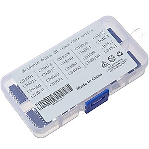 Bridgold 40pcs 20 Types CDXX Series CMOS，Including:CD4001 CD4011 CD4013 CD4017 CD4028 CD4049 CD4050 CD4051 CD4052 CD4053 CD4060 CD4066 CD4069 CD4071 CD4081 CD4093 CD4094 CD40106 CD4511 CD4541.