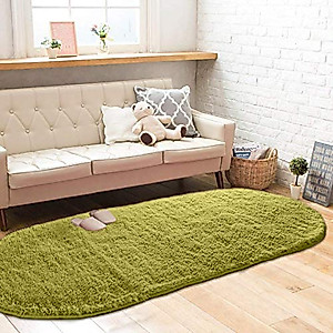 YOH Ultra Soft Shag Rug Fluffy Plush Area Rugs Bedroom Rugs for Living Room Dorm Patio Girls Kids Room Nursery Home Decorative Carpets, 2.6’x5.3’(Green)