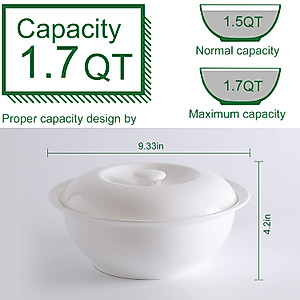 Stock Pot,Accguan 1.7 Quart White Stockpot with Lid, Classic Porcelain Stockpot,Elegant Ceramic Casserole with Lid