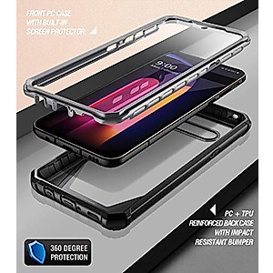 Poetic Guardian Series Case Designed for LG V60 ThinQ Case, Full-Body Hybrid Shockproof Bumper Cover with Built-in-Screen Protector, Black/Clear