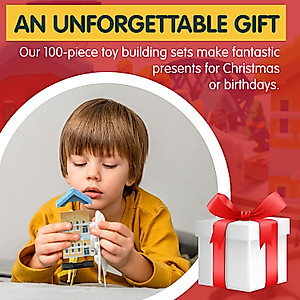 Leo & Friends 100 Piece Railway City Track Set - Educational Wooden Toy Construction Kit for Preschoolers Aged 3 Years and Above - Train Toy for Active Learning Multicolor