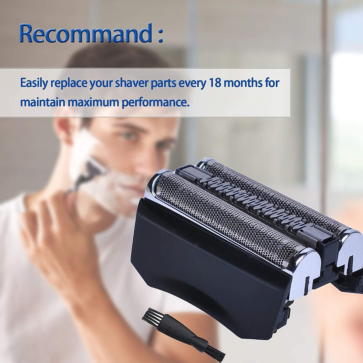 70B Shaver Replacement Foil & Cutter For Compatible with Braun Series 7 Replacement Foil Compatible with 70S 70B Cassette,with Free Clean Brush