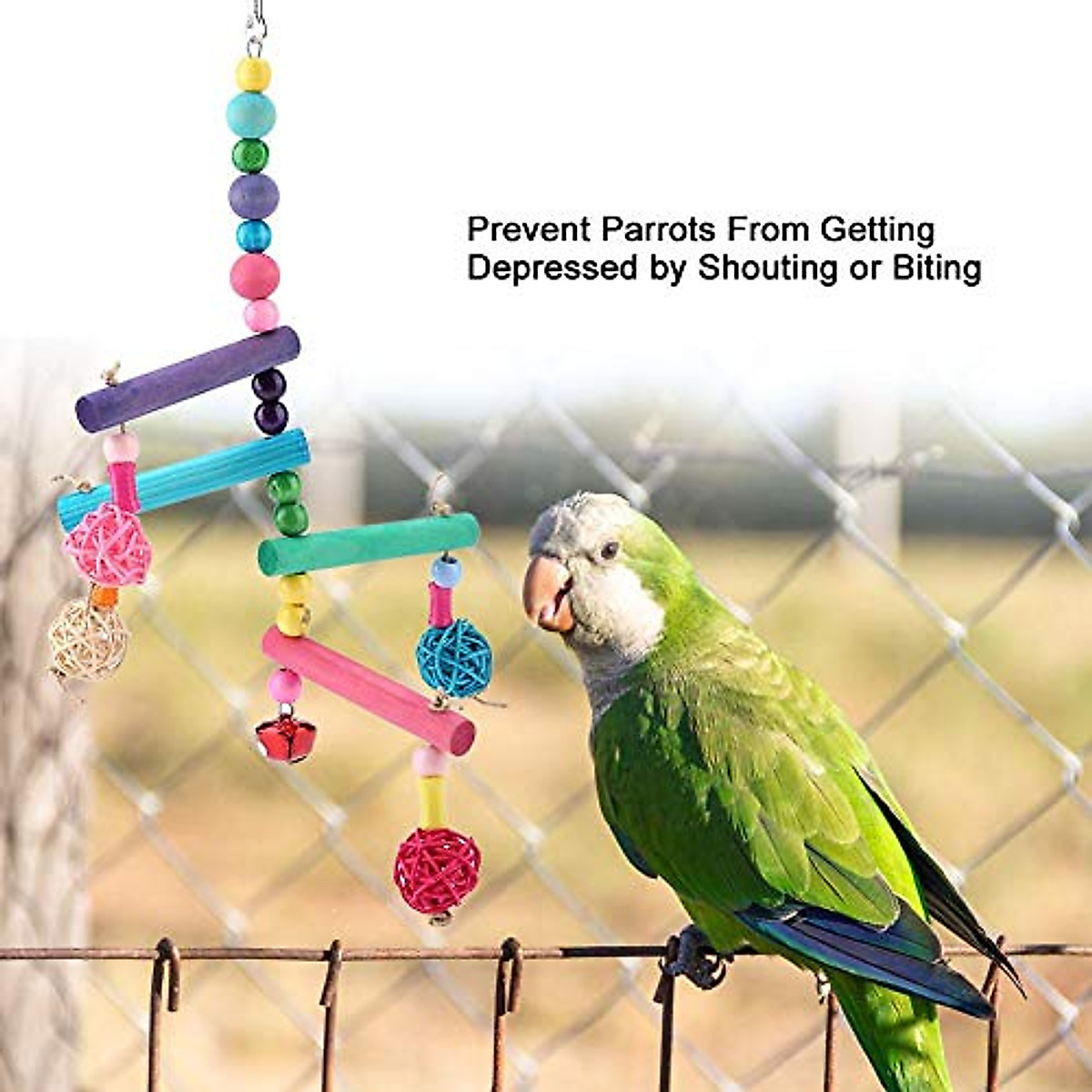 Bird Toys Natural Wooden Parrot Hanging Swing Toy Suitable for Medium and Small Parrots & Birds