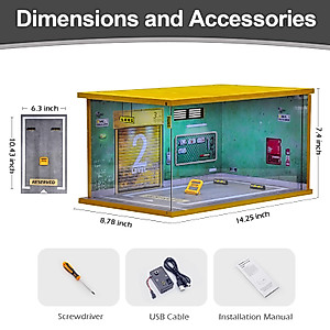 cxiiuui 1/18 Scale Display Case Car Garage Moldel with LED Light and Acrylic Cover Wooden Diecast Car Show Case 1 Parking Spaces Green
