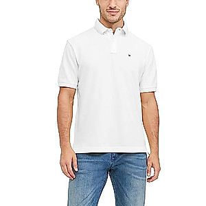 Tommy Hilfiger Men's Short Sleeve Polo Shirt in Classic Fit, White, Medium