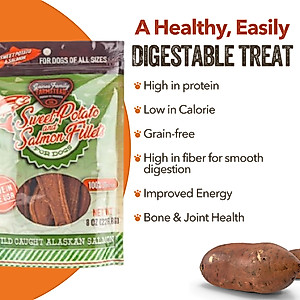 Gaines Family Farmstead Sweet Potato & Salmon Fillets for Dogs, All-Natural, Grain-Free, Healthy Dog Treats for All Ages & Breeds, Made in USA, 8 oz