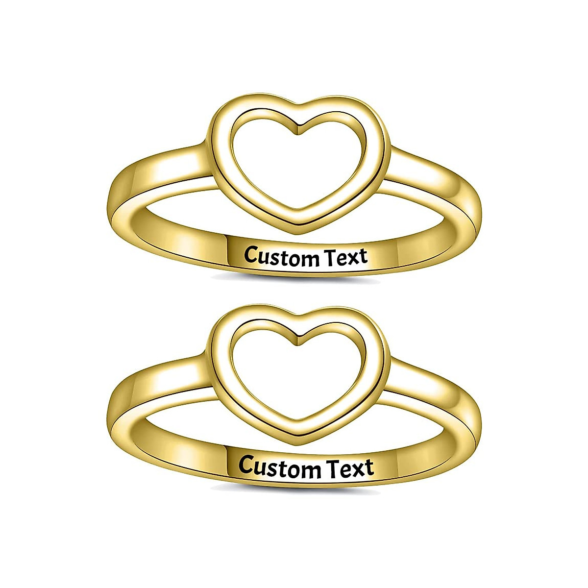 Junikool Friendship heart Rings Best Friend for 2 Matching Friends Promise Bff Bestfriend Sister Ring Couples Men Her Couple Set His and Heart Women Love Personalized Engraved Custom Name