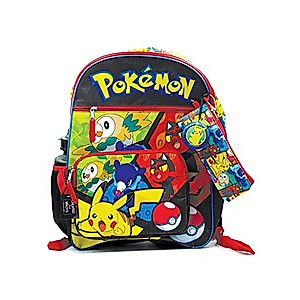 Pokemon Pikachu Characters Print 5 Pc Backpack Bookbag Set Lunch Box Water Bottle