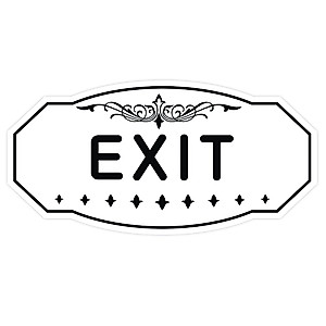 EXIT Victorian Door/Wall Sign (White) - Small 3" x 6"