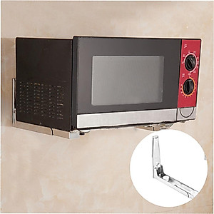 Kitchen Storage Rack -Mounted Telescopic Stainless Steel Shelf with Folding Bracket for Microwave Stand and Space-Saving Organizer