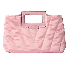 Victoria's Secret V Logo Party Satin Clutch Pink Quilt Lightweight
