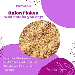 Parvaa Dehydrated Onion Flakes | Perfectly Chopped, Preservative-Free, and 100% Organic for Optimal Health | Granulated Onion | Versatile and Delicious Cooking Ingredient 3.17oz – (90g)