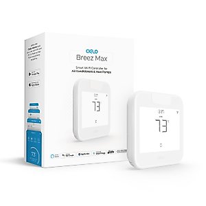 Breez Max | Smart AC Controller | WiFi Thermostat for Mini-Split, Window, Portable ACS/Heat Pumps | AI-Based Tech | Free App, No Subscriptions | Alexa, Google, Siri Shortcuts, IFTTT (White)